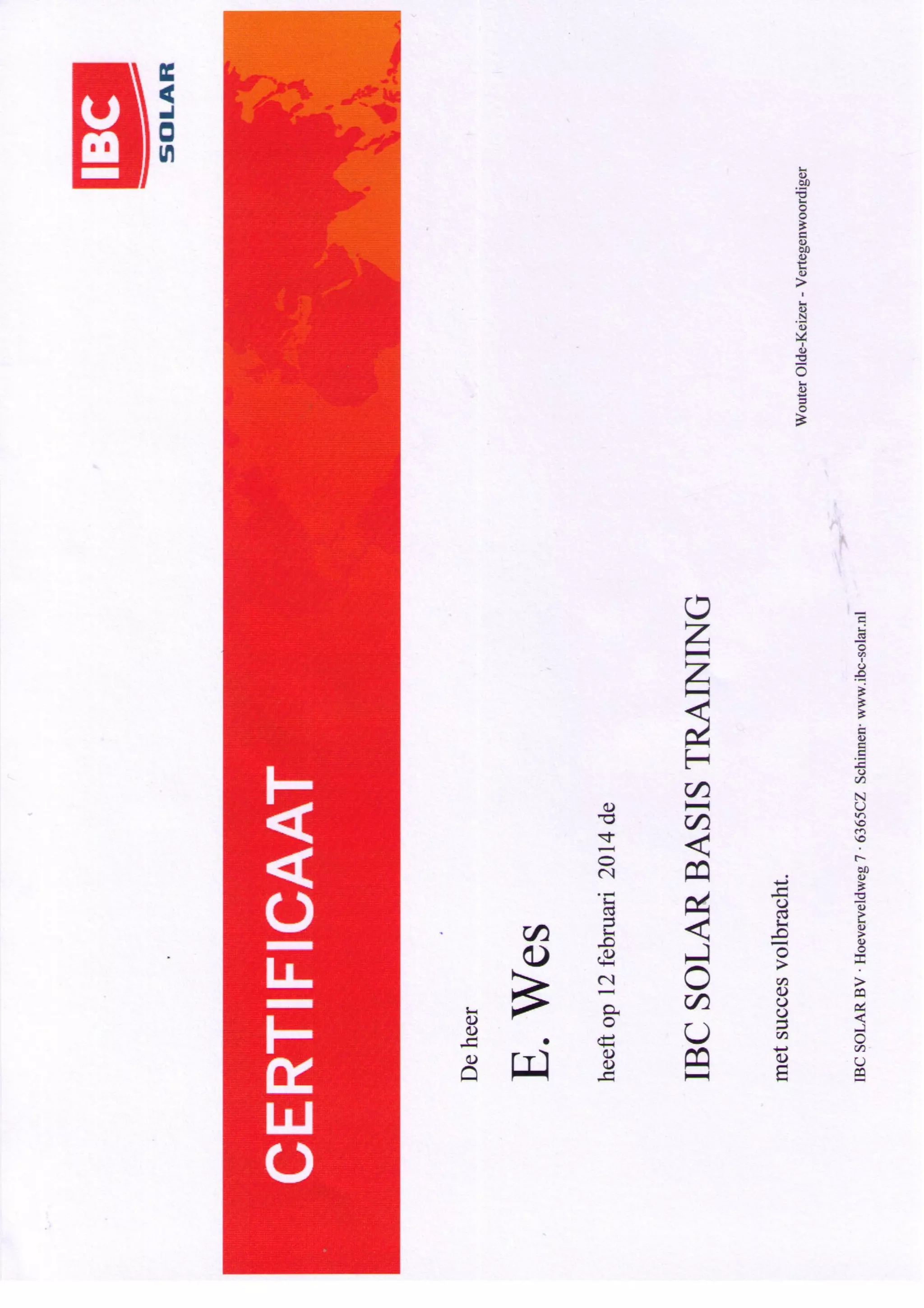 Certificaat IBC Solar Training | PDF