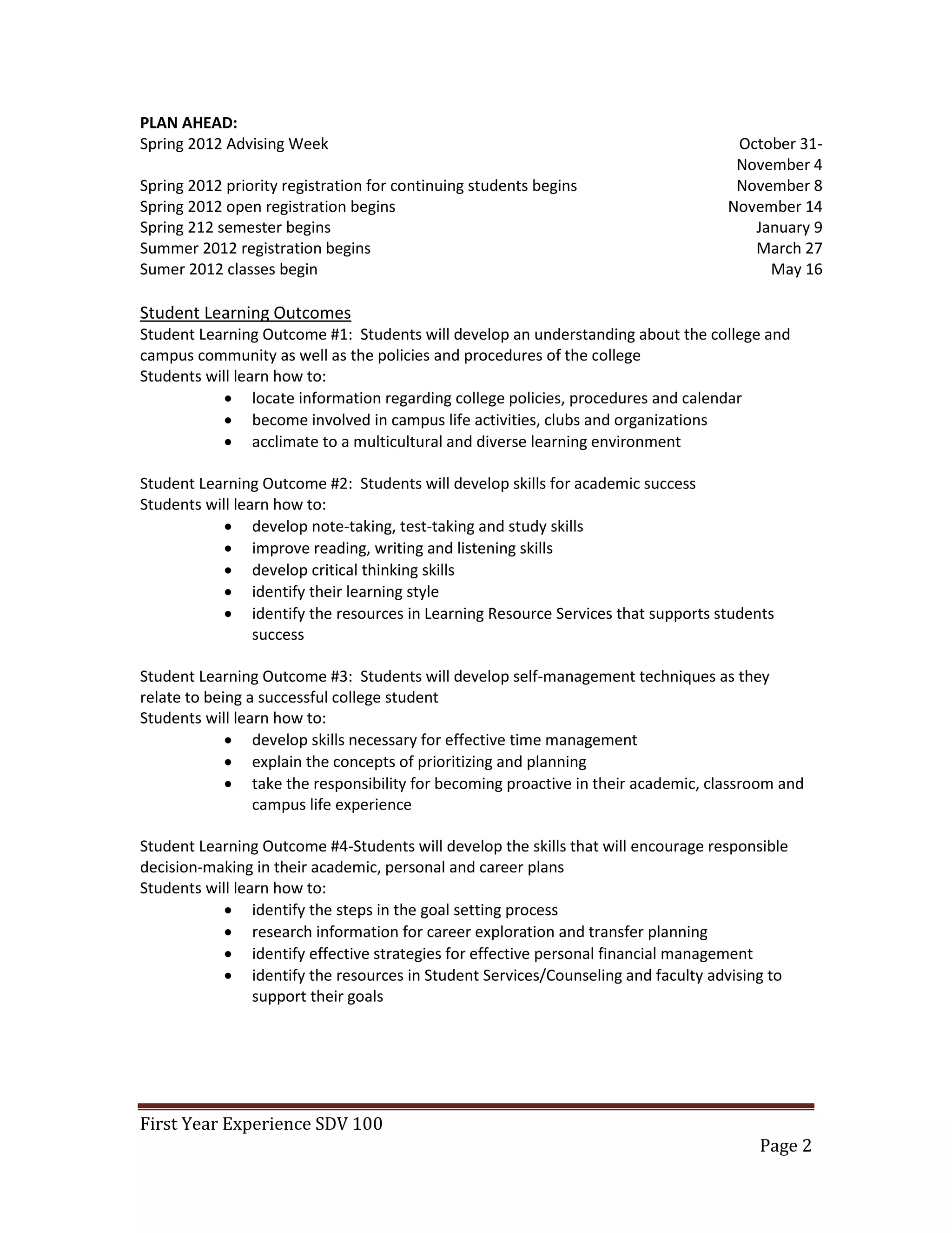 SDV 100_49w_Fall 2012 8 week_FYE section Class syllabus_Work In ...