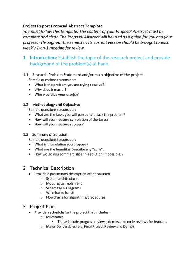 4998 project report proposal abstract template | PDF
