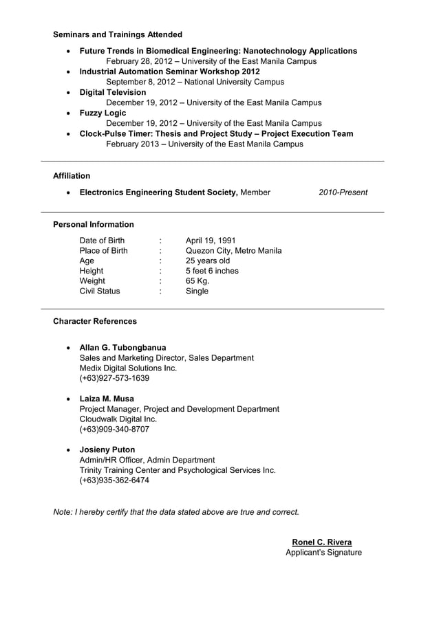 RONEL C RIVERA RESUME | PDF | Business Administration | Business