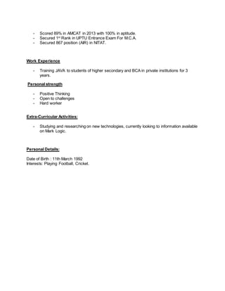 resume_arpit_mca | PDF