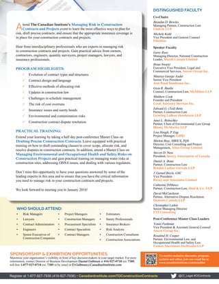 Managing Risk in Construction Contracts and Projects - 2016 Brochure | PDF