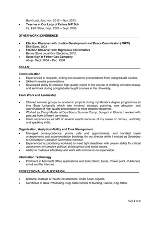 OGBADA J.M CV Gen | PDF