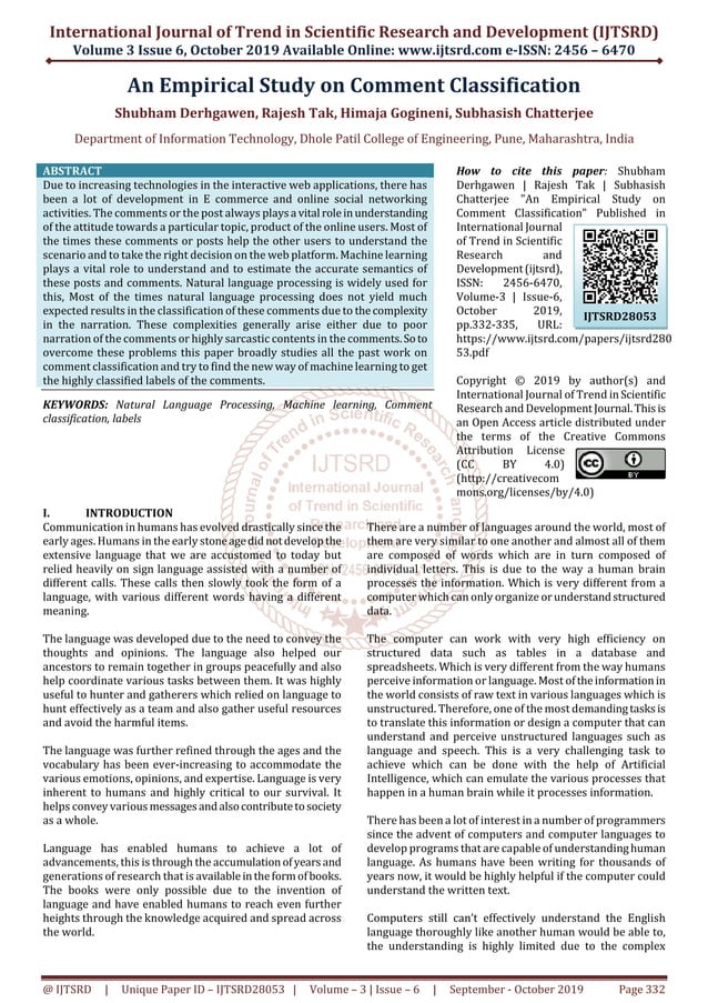 An Empirical Study on Comment Classification | PDF