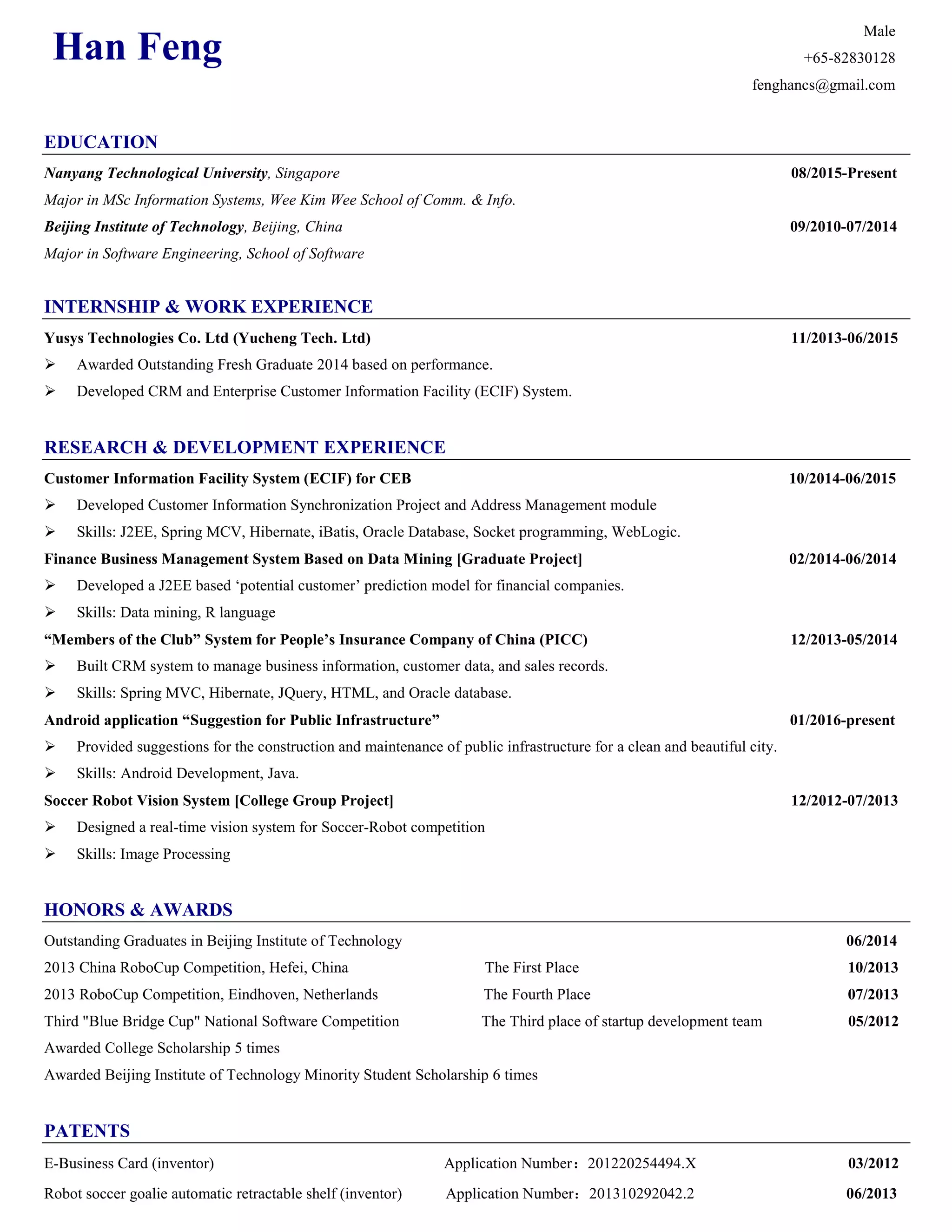 HanFeng-CV | PDF | Computer Software and Applications | Computing