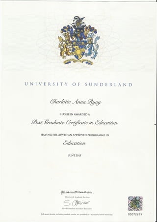 PGCE Certificate 2015 | PDF