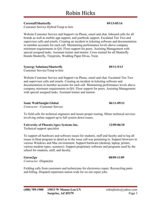 Robin Hicks Resume | DOC