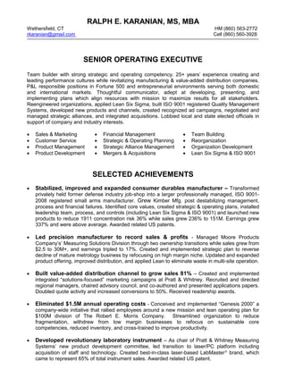 Senior Operating Executive Transforms Manufacturing Companies | PDF