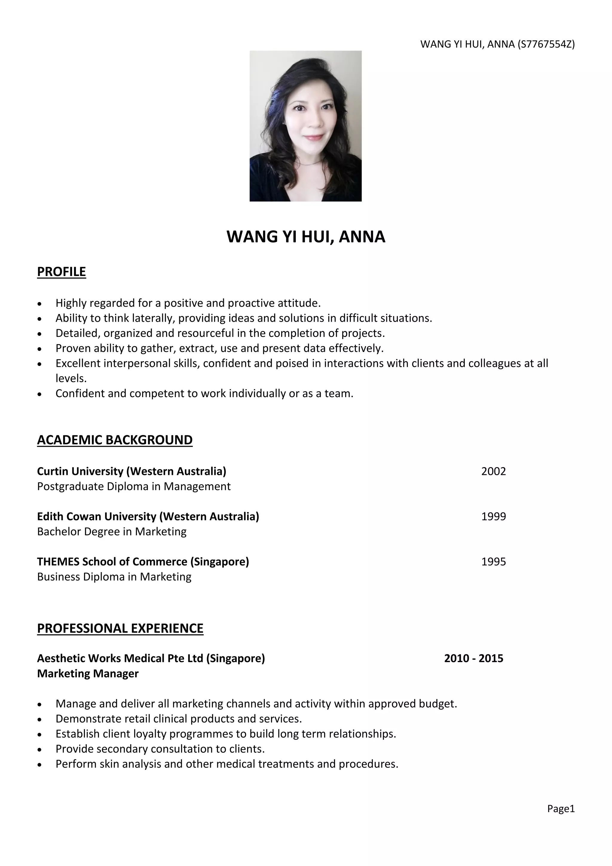 Anna Wang CV April 2015 revised | PDF | Business Administration | Business