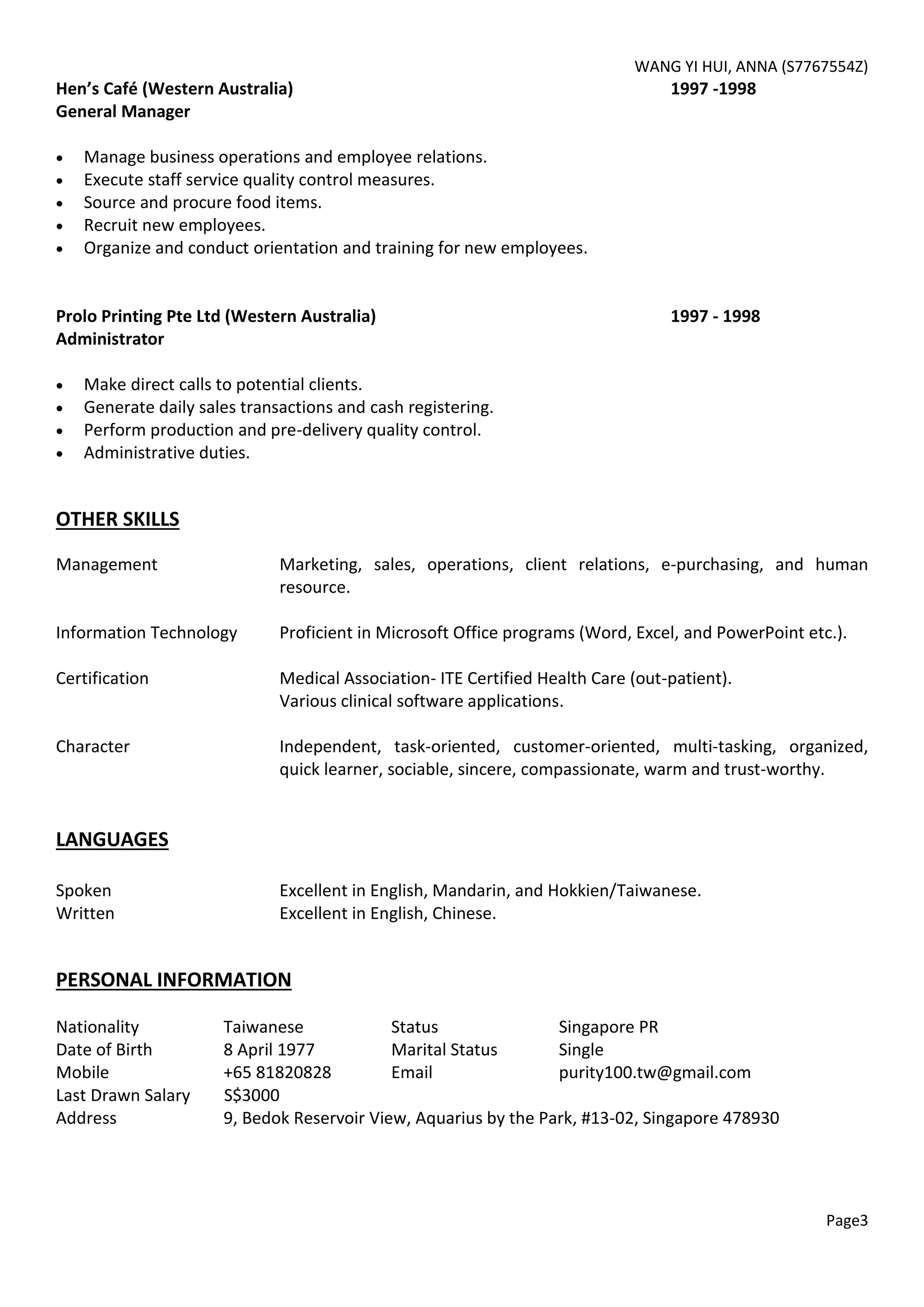 Anna Wang CV April 2015 revised | PDF | Business Administration | Business