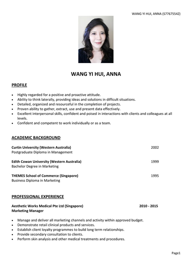 Anna Wang CV April 2015 revised | PDF | Business Administration | Business