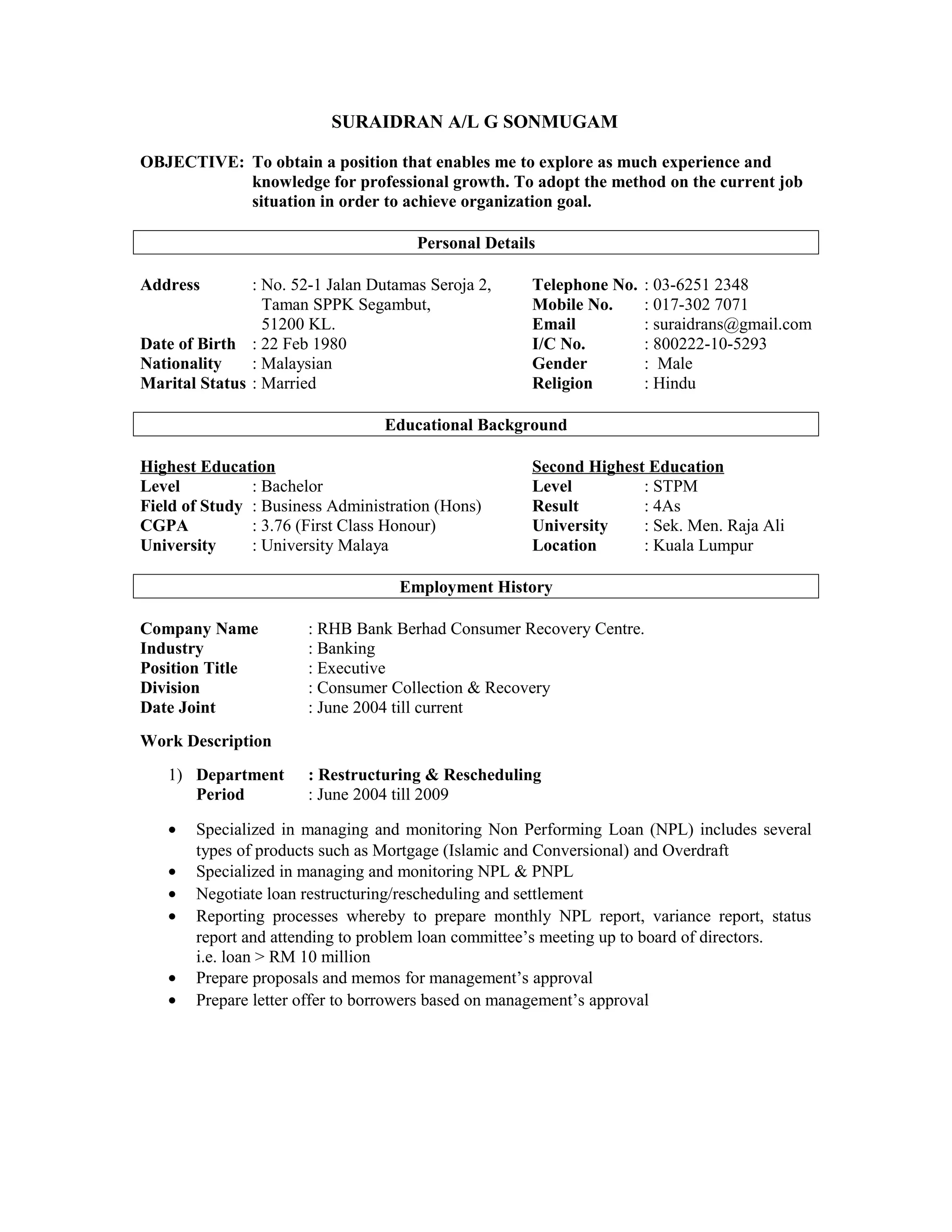 RESUME - Suren New 2016 | PDF
