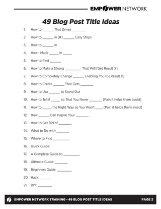 49 Blog Post Title Ideas | PDF