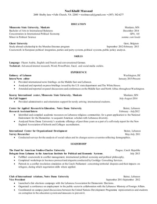 Noel Khalil Massaad Resume Summary | PDF