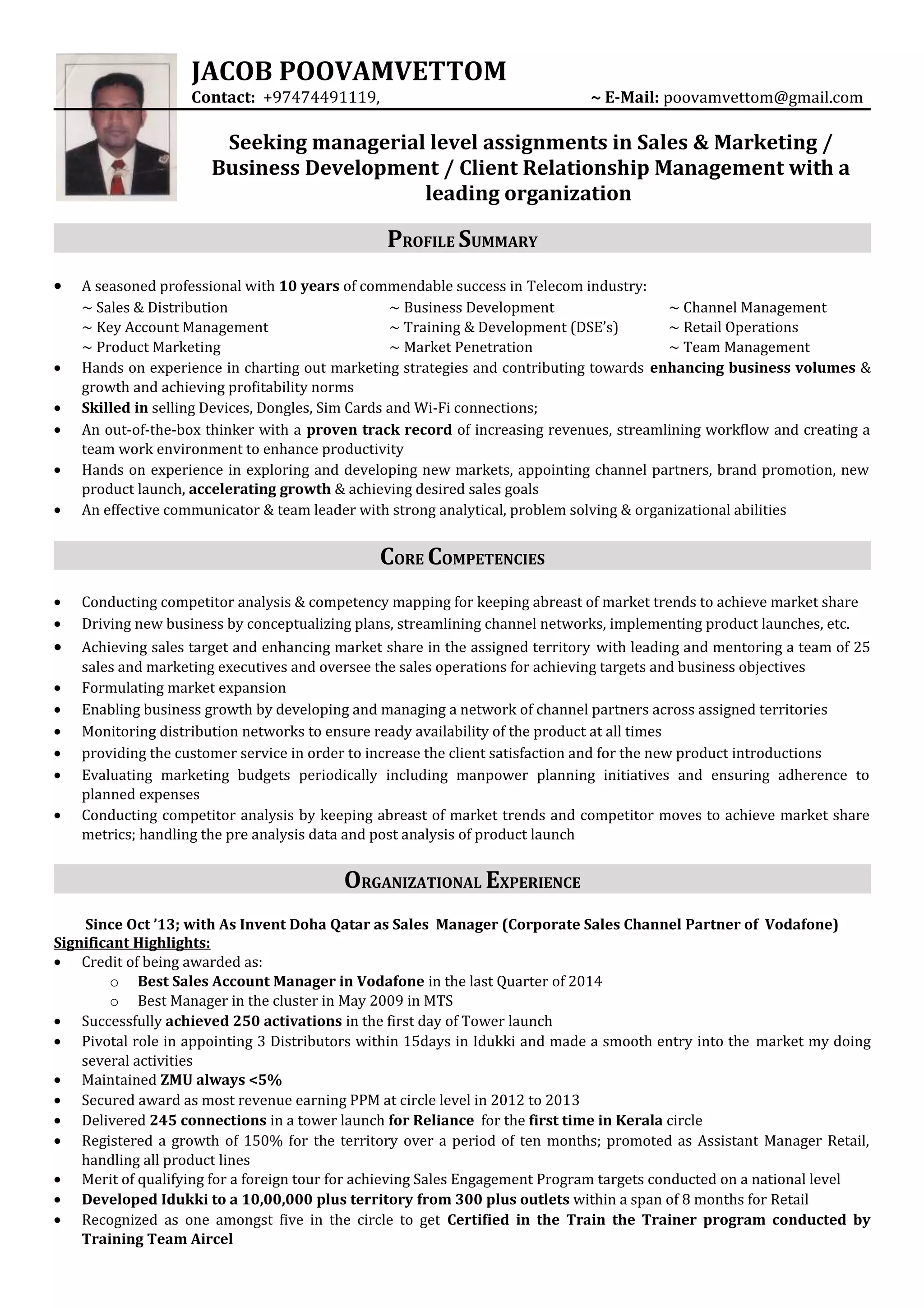 JACOB - CV (1) | DOC | Business Administration | Business