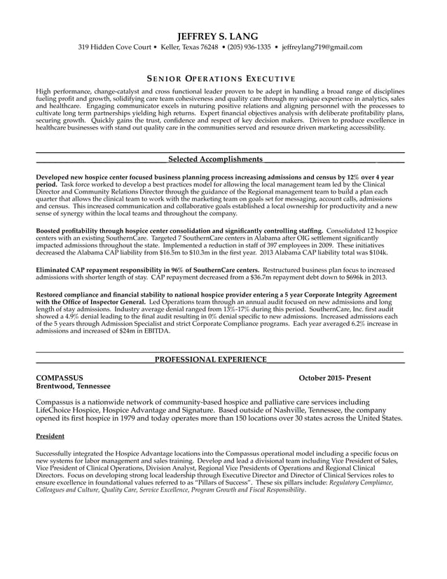 J LANG resume 2016 vCompassus 3 | PDF