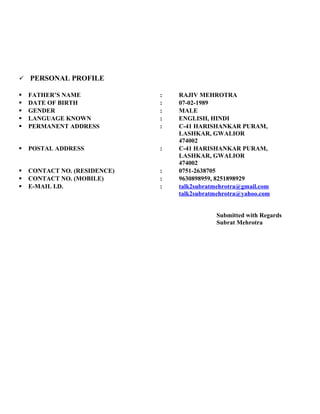 Subrat Mehrotra gwl | PDF