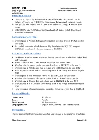 Rashmi P.R_Resume | PDF