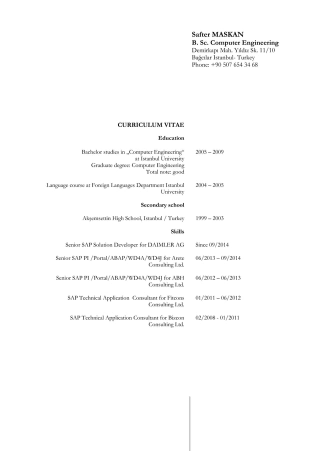 Safter MASKAN - CV | PDF | Programming Languages | Computing