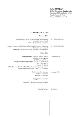 Safter MASKAN - CV | PDF | Programming Languages | Computing