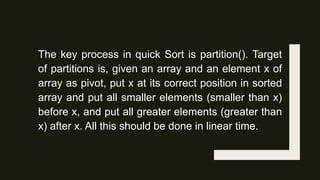 Quick sort algorithm | PPTX