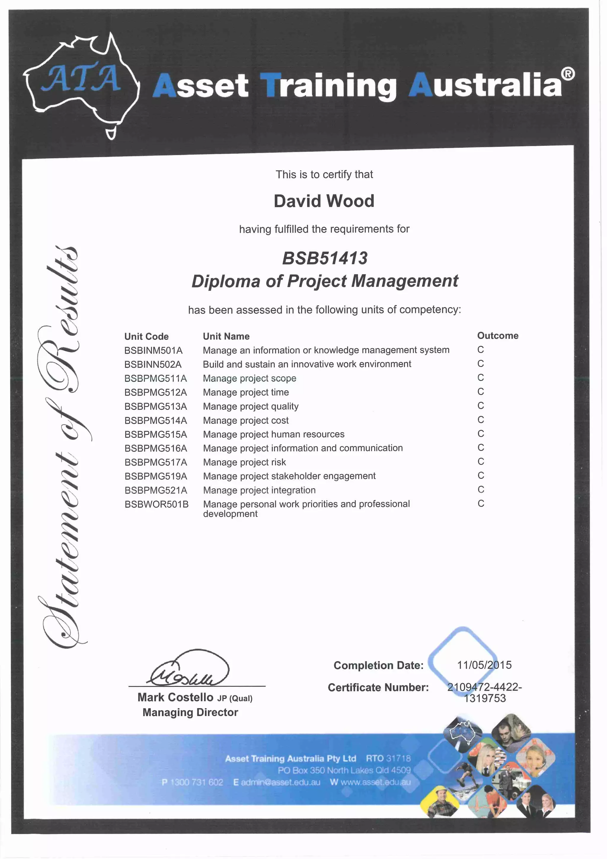 David Wood - Diploma of Project Management | PDF