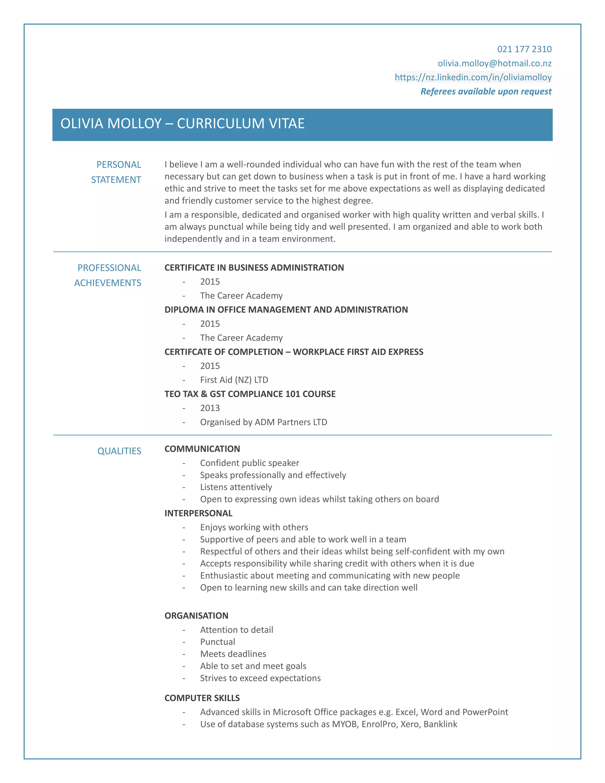 Olivia Molloy - CV | PDF