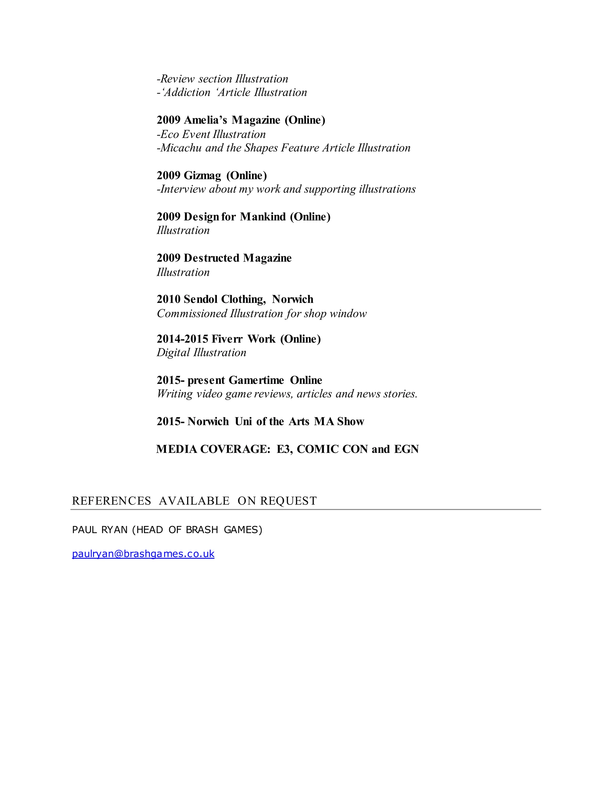 MICHAEL CV | DOCX | Content Production | Hobbies & Interests