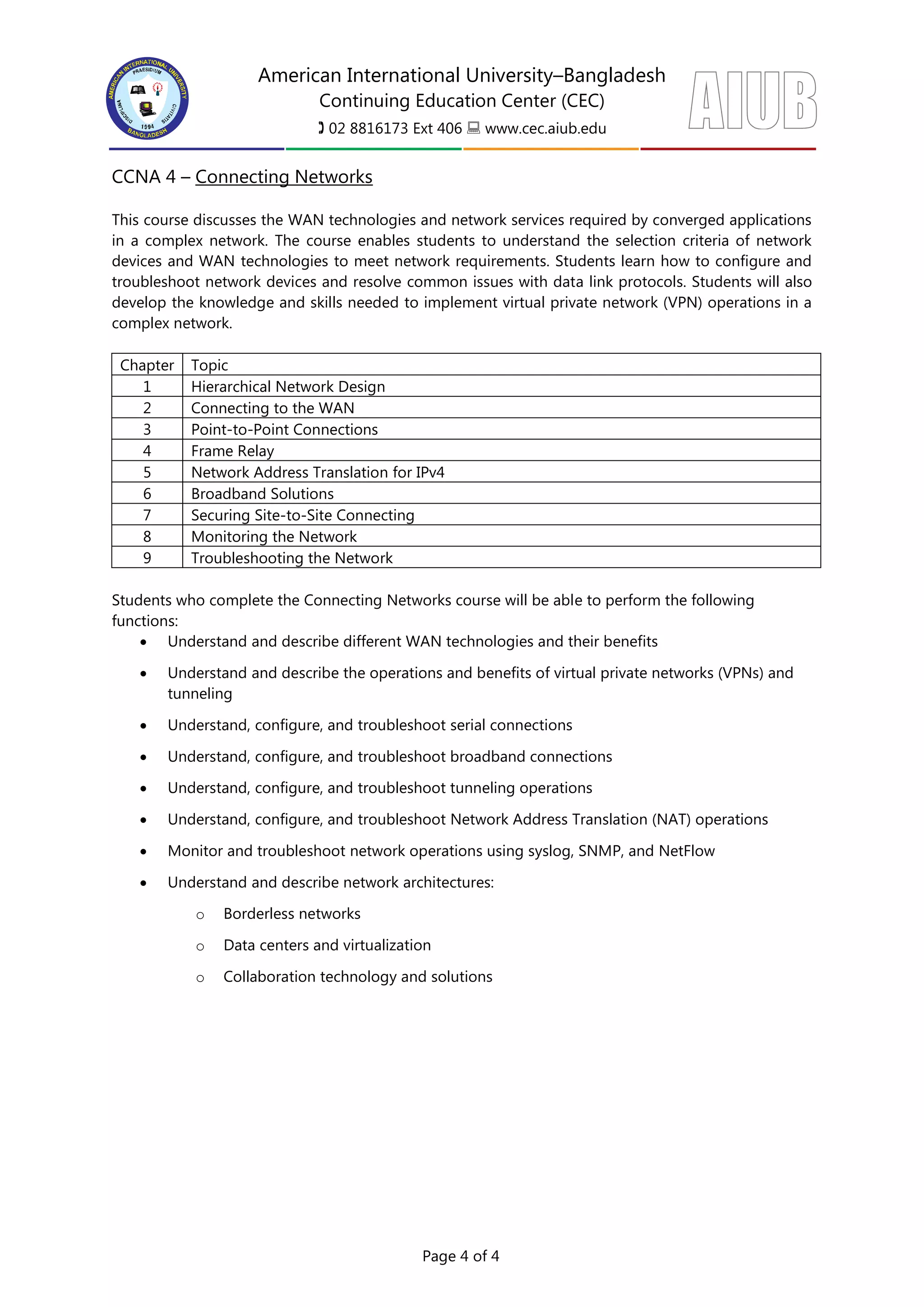 Ccna Routing And Switching Course Outline Pdf Computer Networking