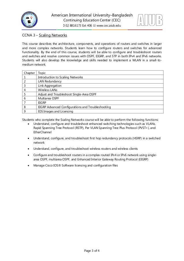 Ccna Routing And Switching Course Outline