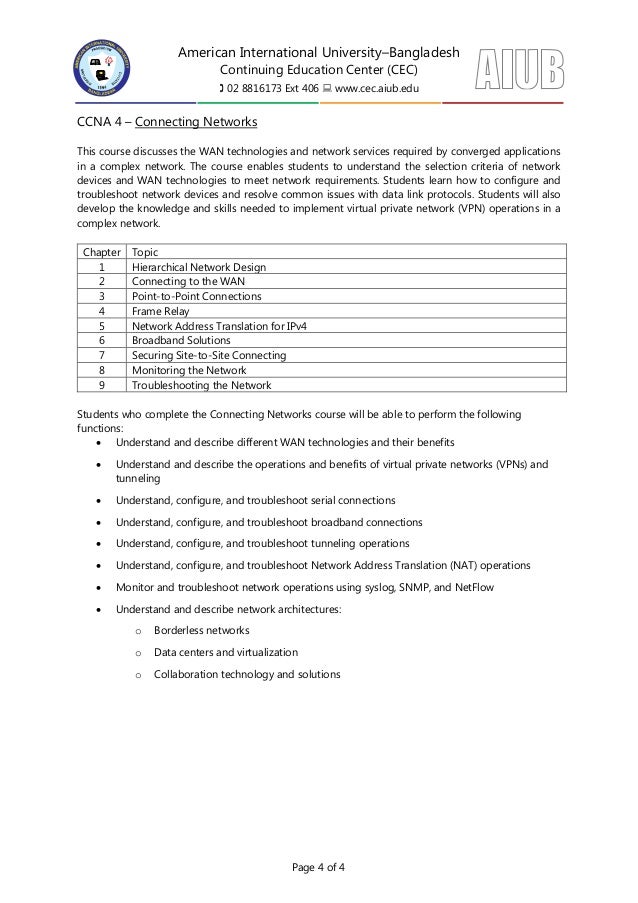 Ccna Routing And Switching Course Outline