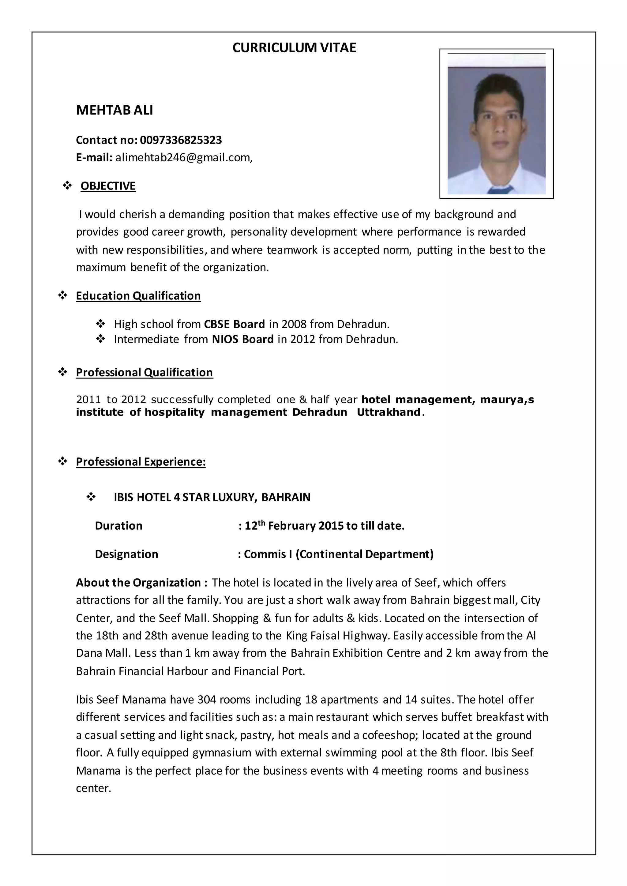 Mehtab Ali Cv Pdf