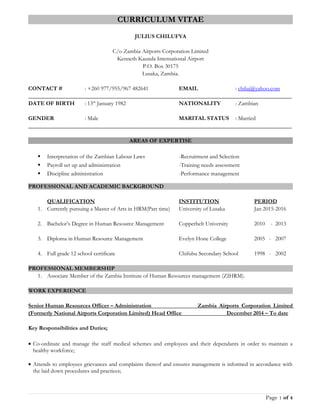 JULIUS CHILUFYA'S CV | DOC