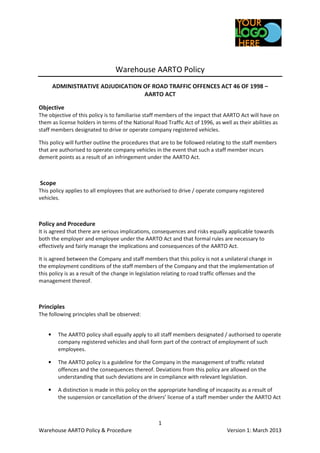 AARTO Policy & Procedure | PDF