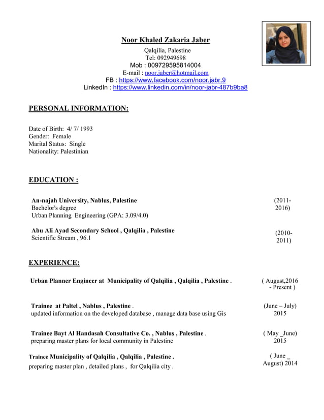 noor jaber - CV | PDF