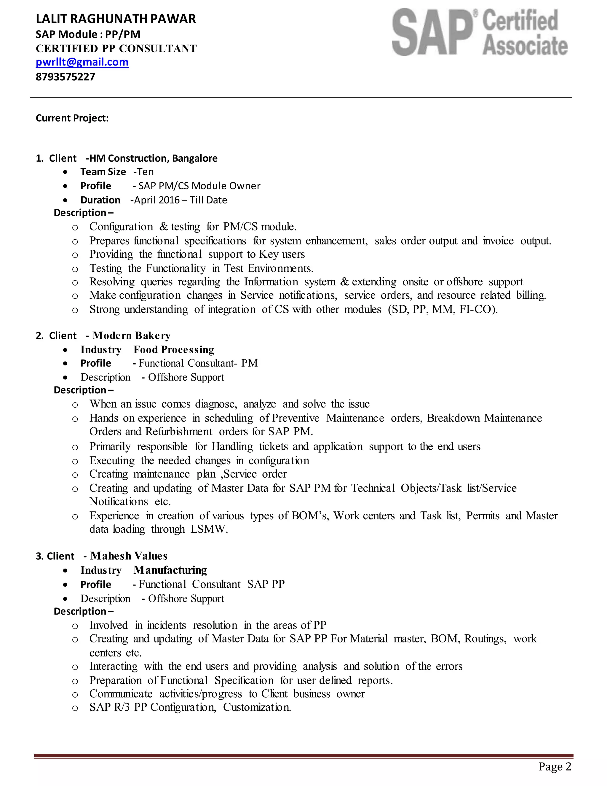 Lalit_Pawar_SAP_PP_PM | PDF