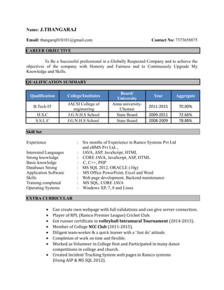 THANGARAJ Resume4 | DOC