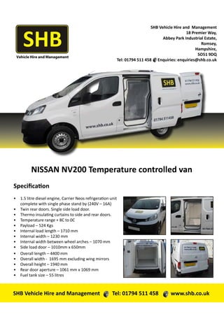 NISSAN NV200 Temperature controlled van | PDF