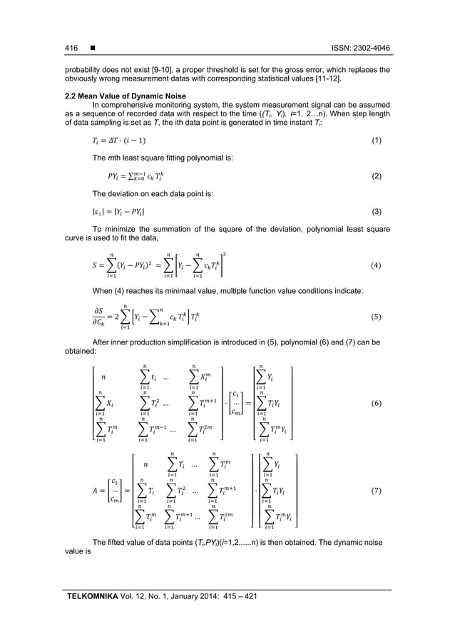 Gross Error Elimination Based on the Polynomial Least Square Method in Integrated Monitoring ...