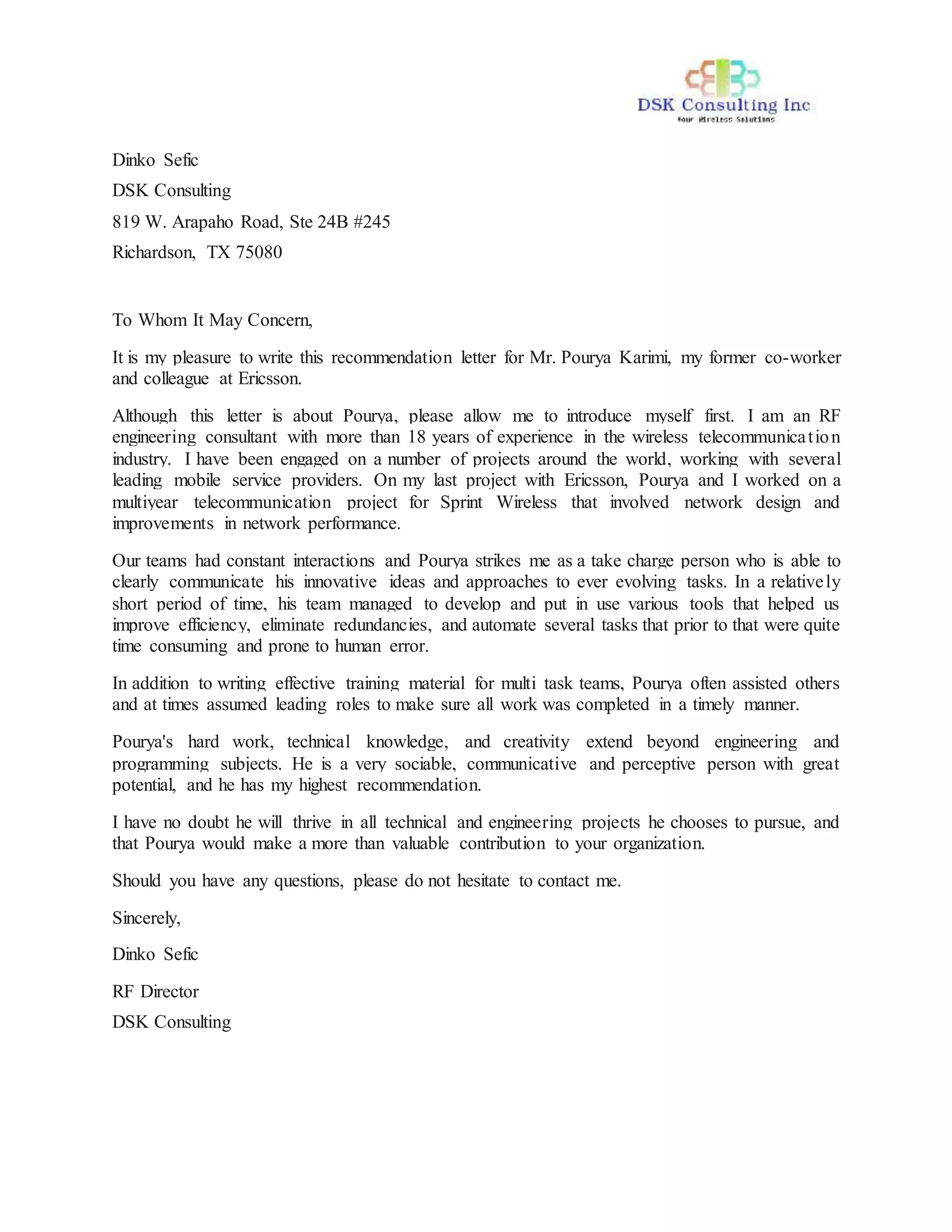 Dinko Sefic Recommendation Letter 04.12.2016