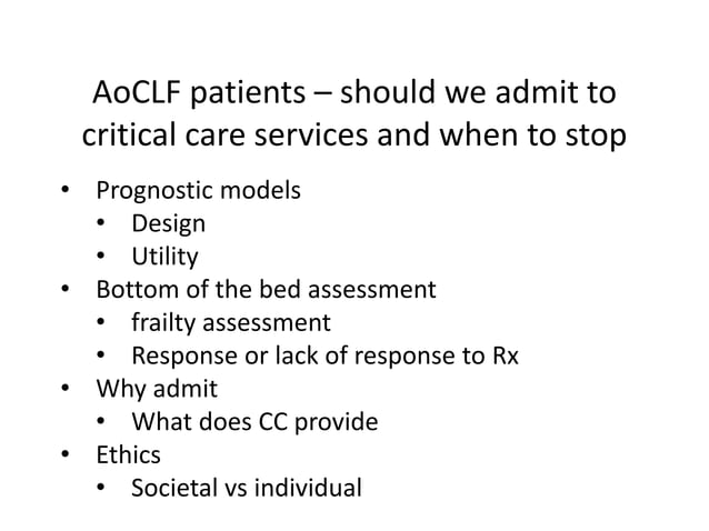 Liver disease in ICU – when to stop? by Julia Wendon | PPT