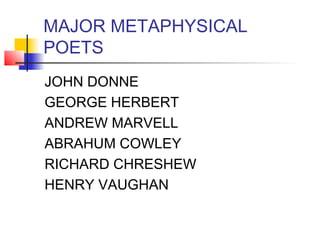 METAPHYSICAL POETRY | PPT