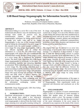 LSB Based Image Steganography for Information Security System | PDF