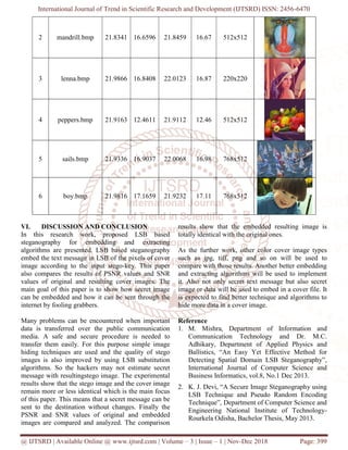 LSB Based Image Steganography for Information Security System | PDF