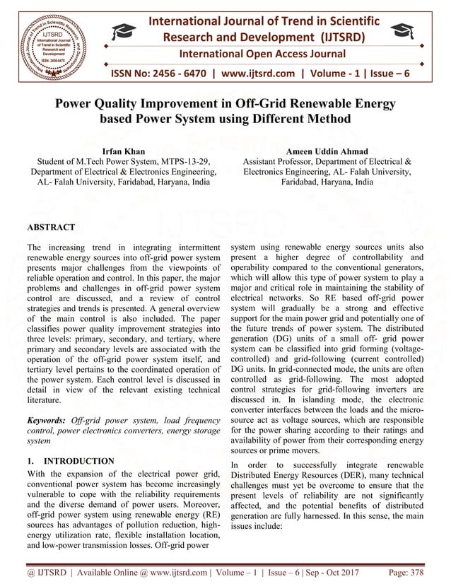 Power Quality Improvement in Off-Grid Renewable Energy Based Power ...
