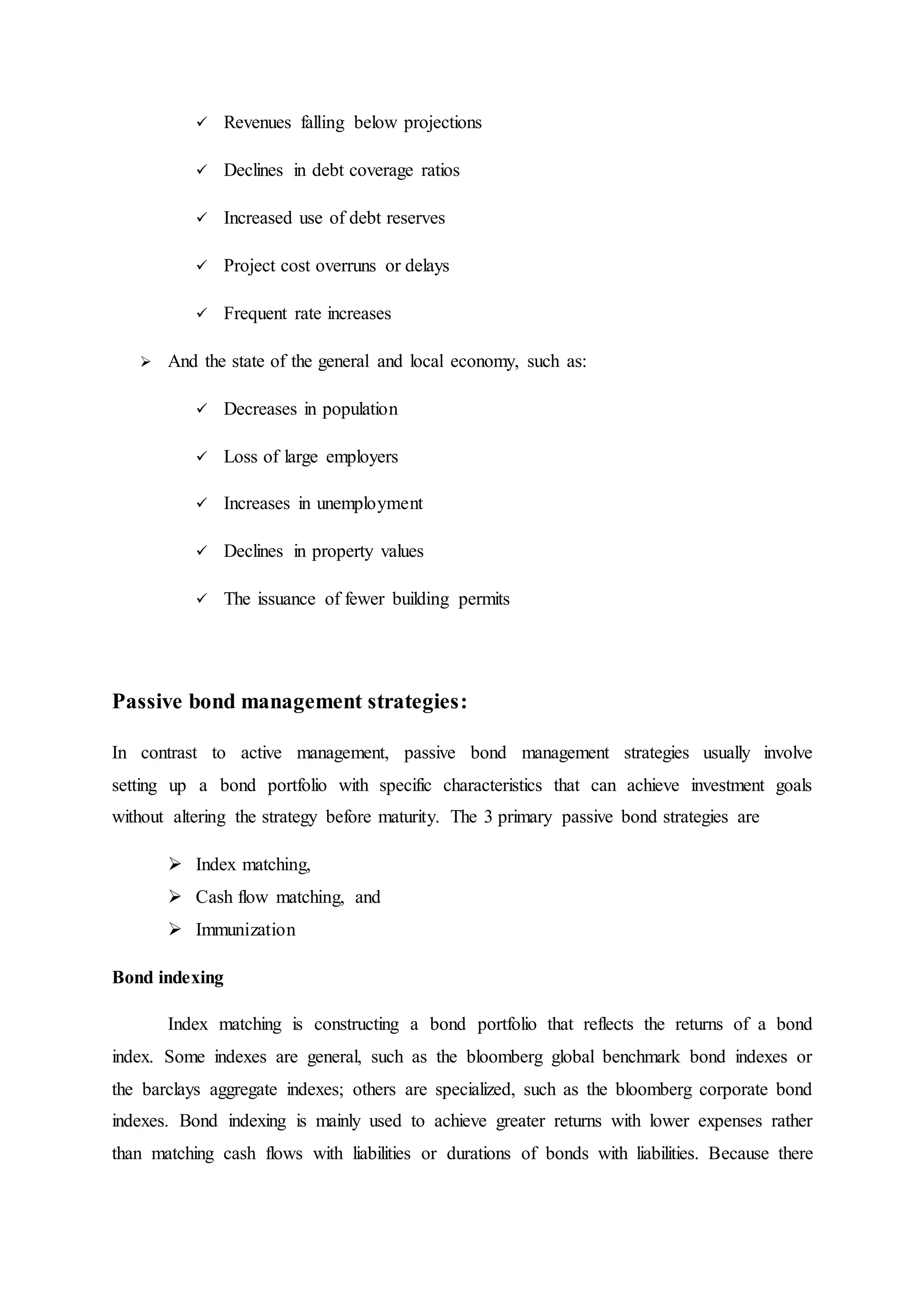 bond management strategies | DOCX | Stocks and Bonds | Personal Investing