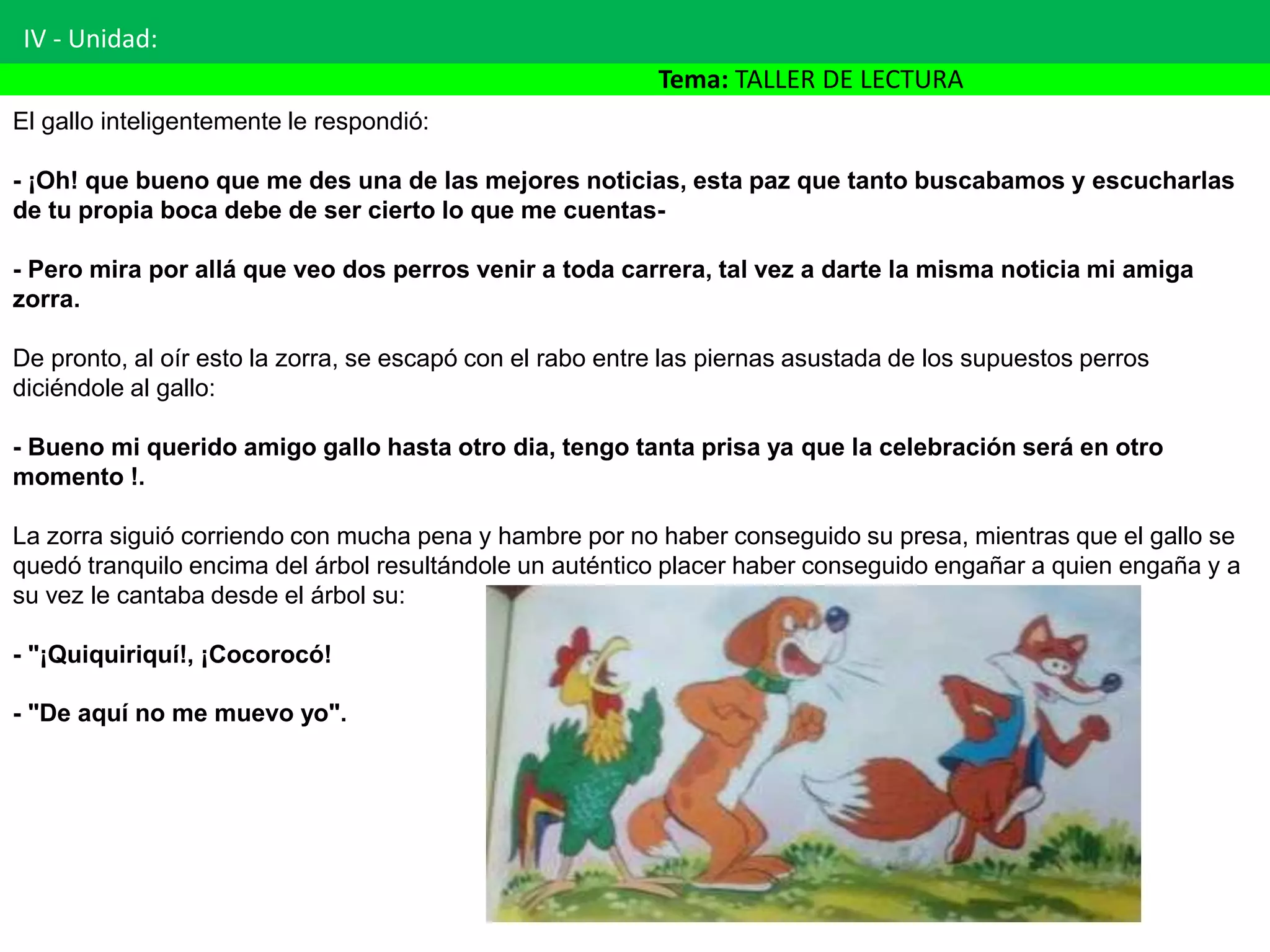 49 taller de lectura el gallo y el zorro | PPTX