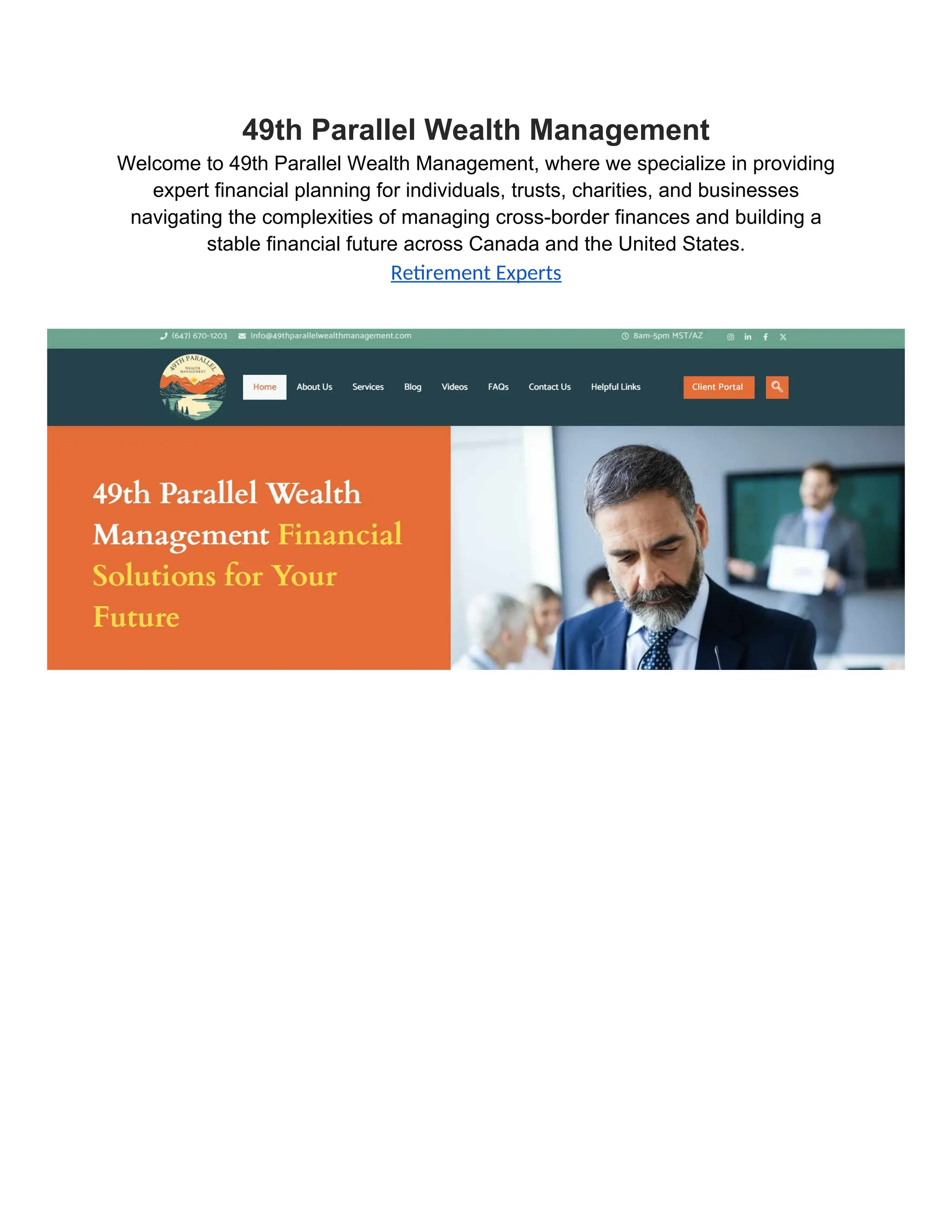 Welcome to 49th Parallel Wealth Manageme | DOCX