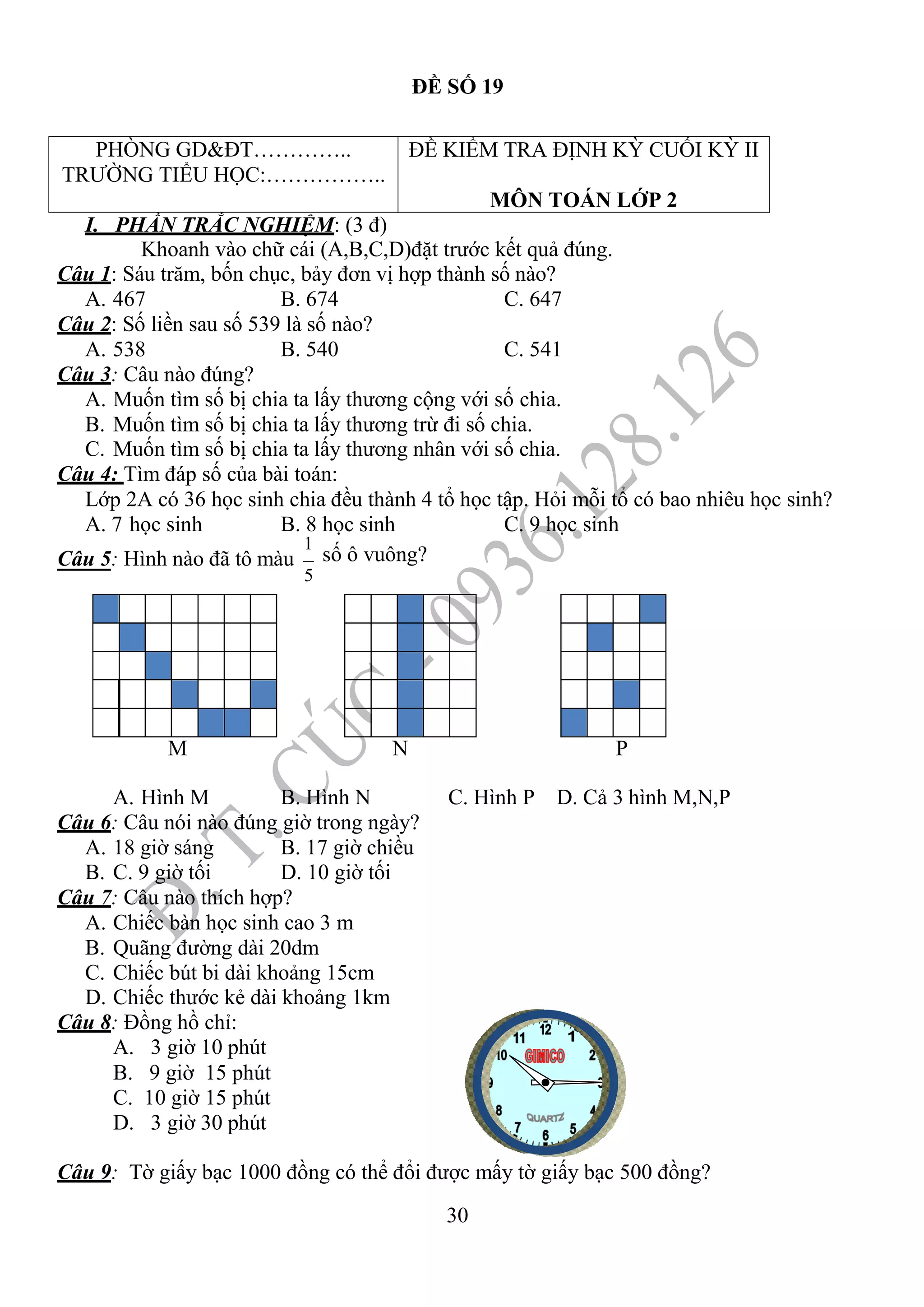 49 đề toán ôn tập học kỳ II lớp 2 | PDF