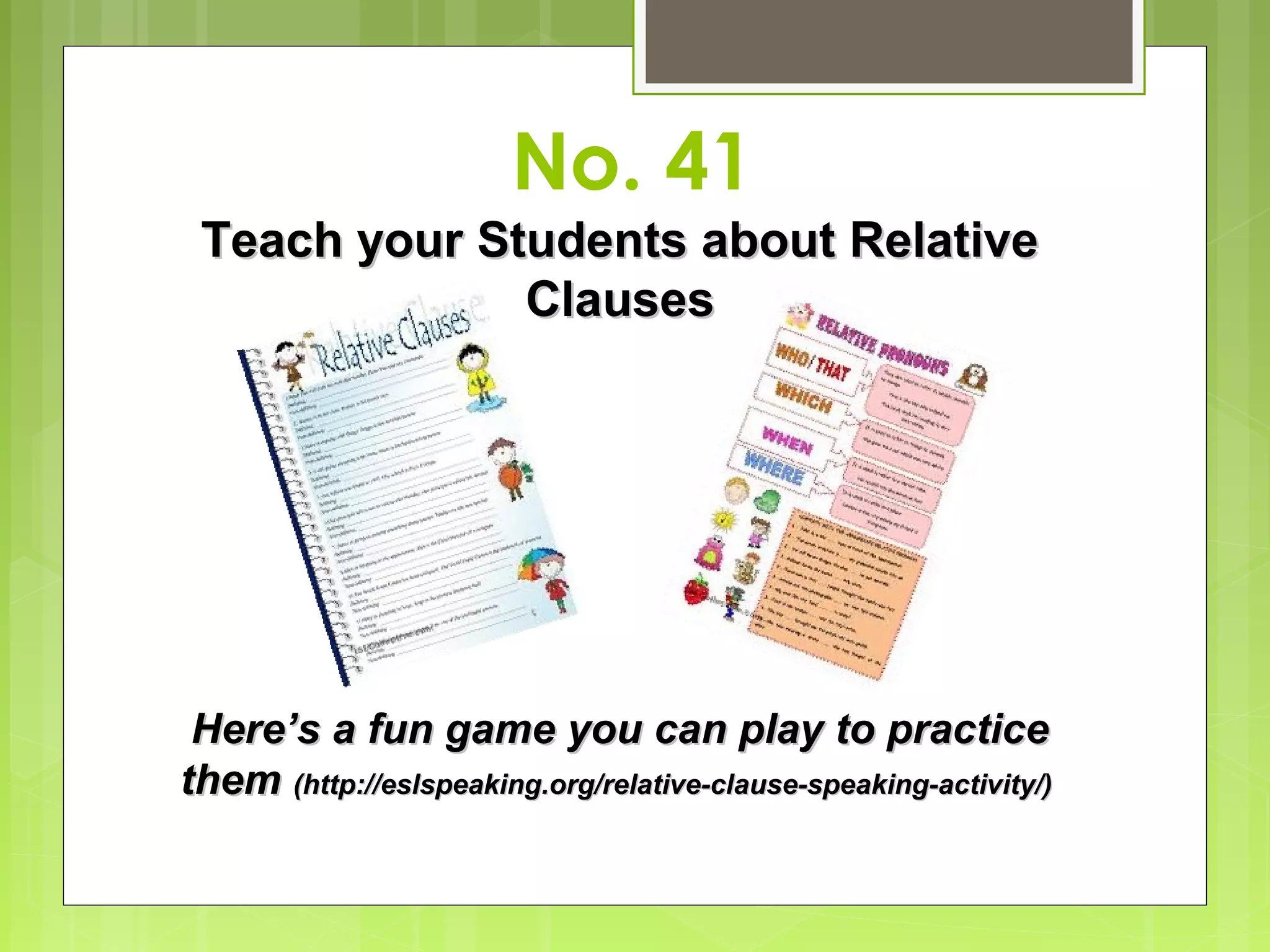 49 ways to make your esl speaking class awesome | PPT